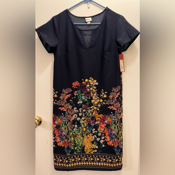 Merona | Dresses | Merona Navy Blue Floral Print Midi Dress | Poshmark